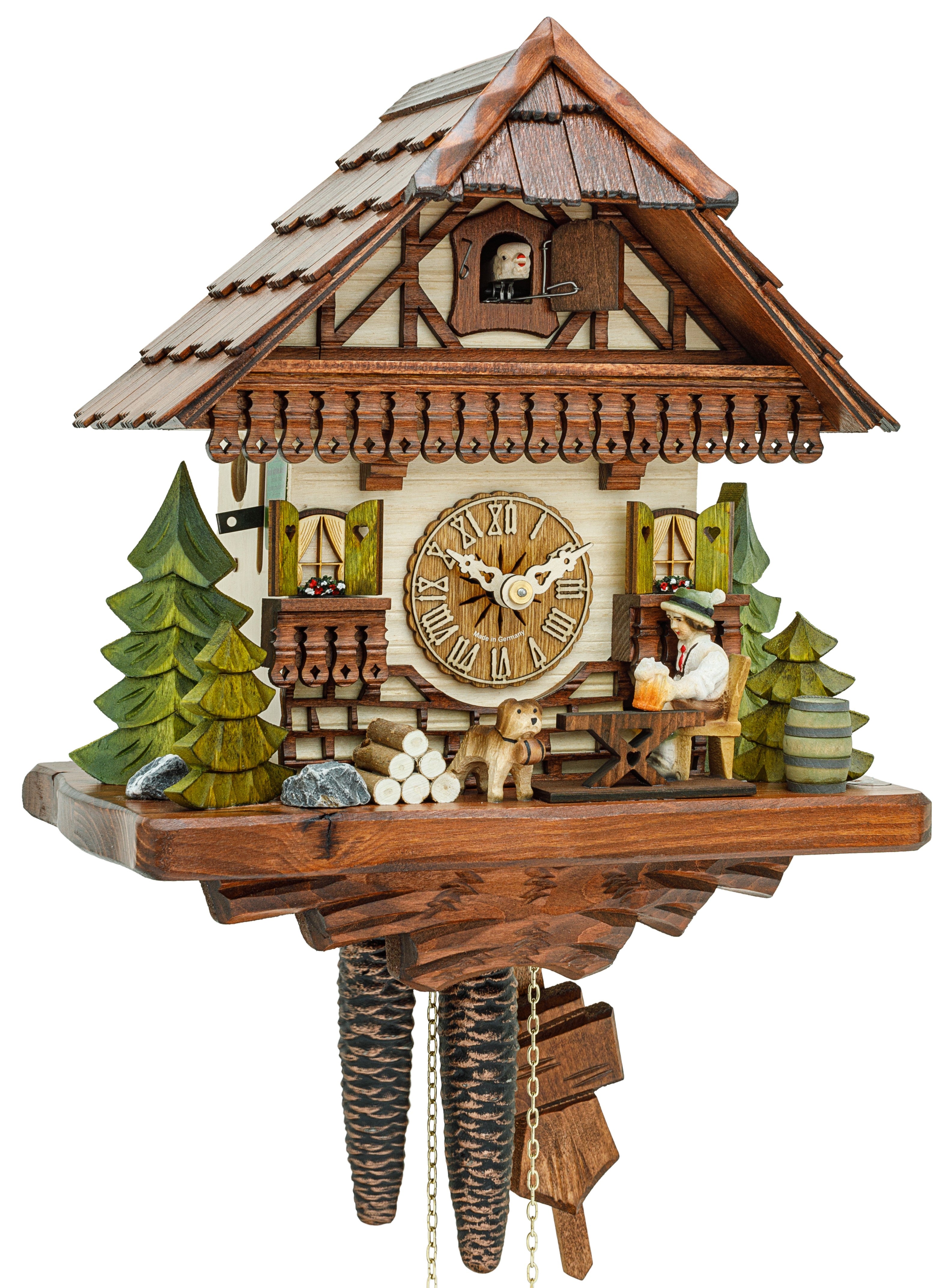 Cuckoo Clock with a Beer Drinker and a Dog – Handcrafted Art - Cuckoo ...