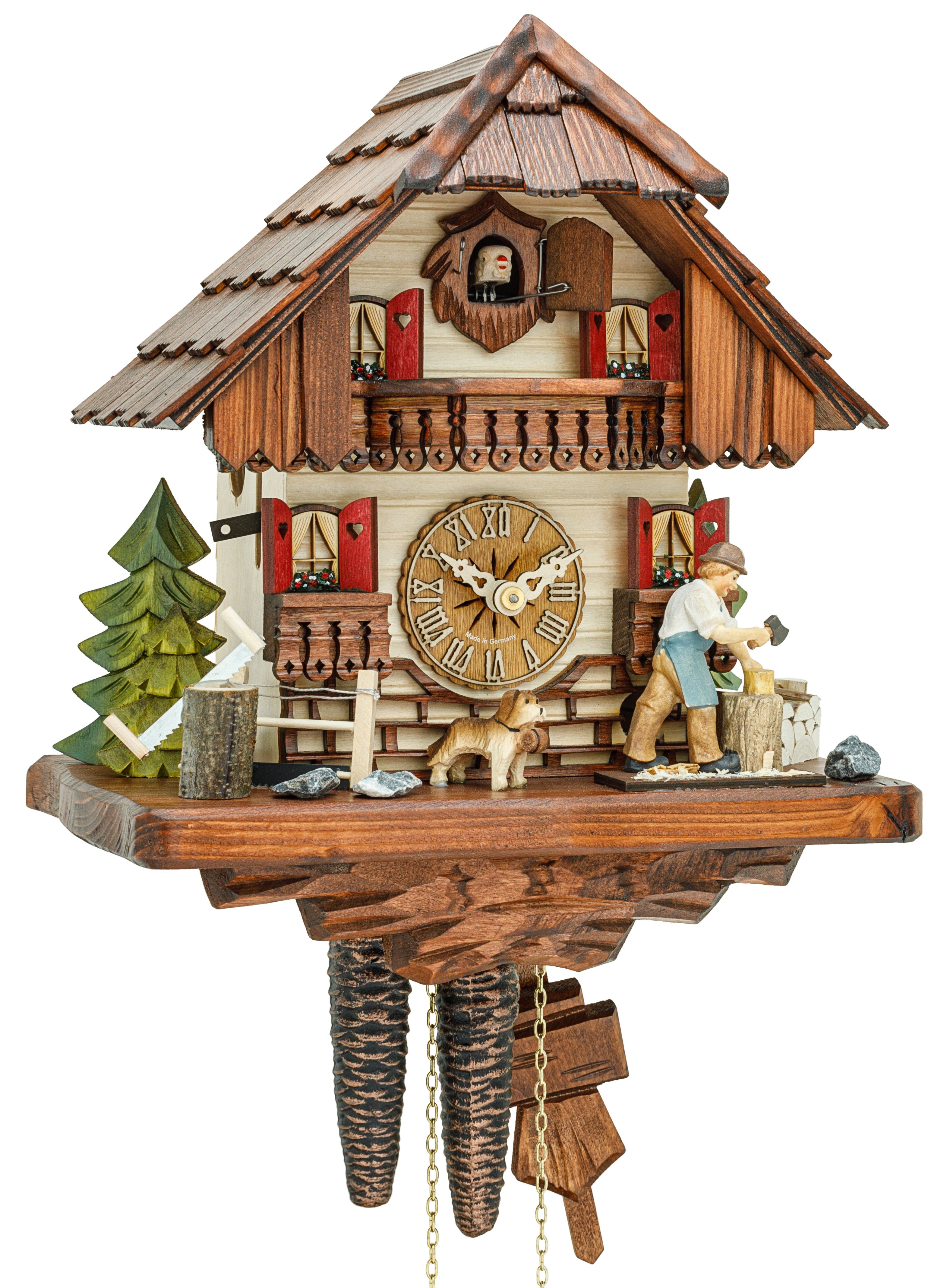 Cuckoo Clock with Lumberjack and a Dog: 100% Authentic - Cuckoo Clock ...