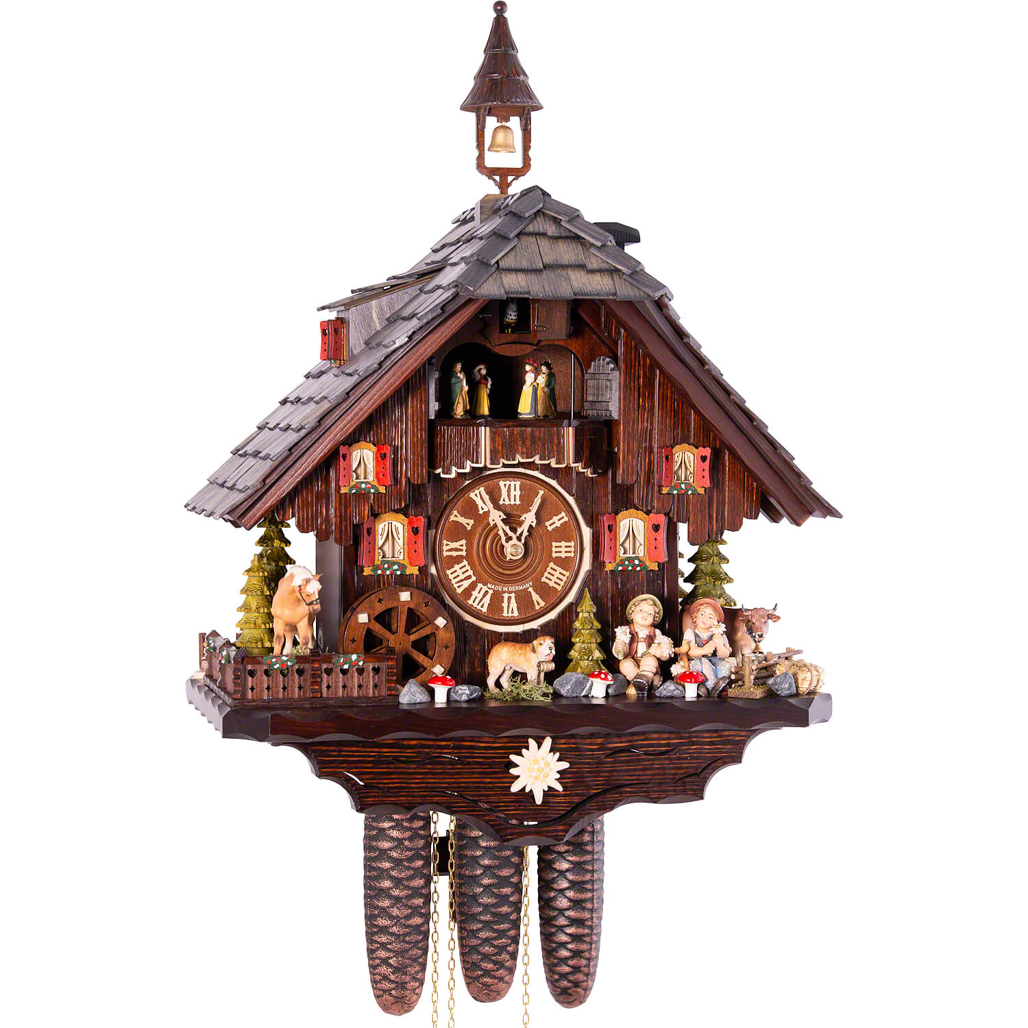 Cuckoo Clock - Chalet-Style - 8-Day Movement - Black Forest house with ...