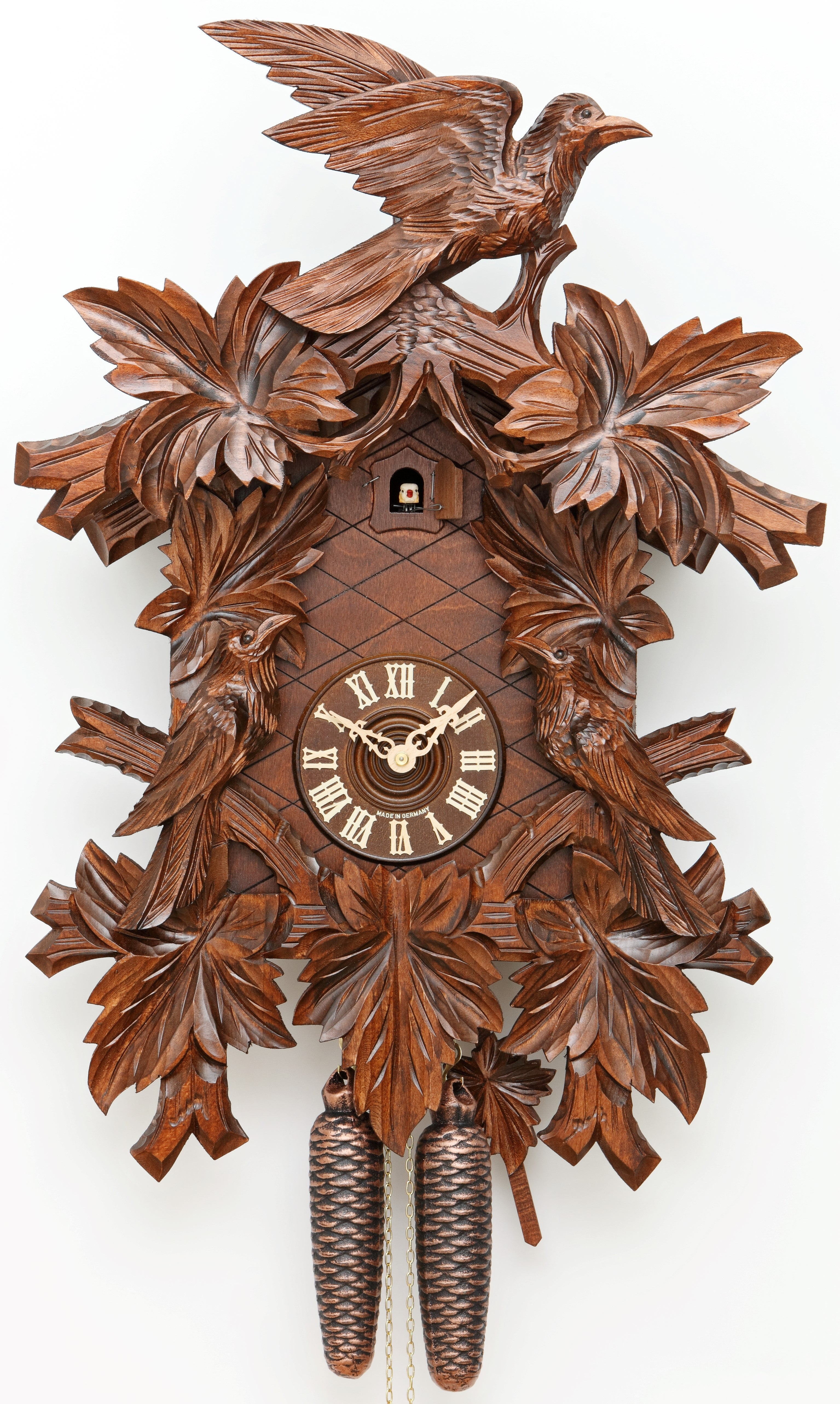 Cuckoo Clock with Carvings - 8 Day Movement, Authentic Style - Cuckoo ...